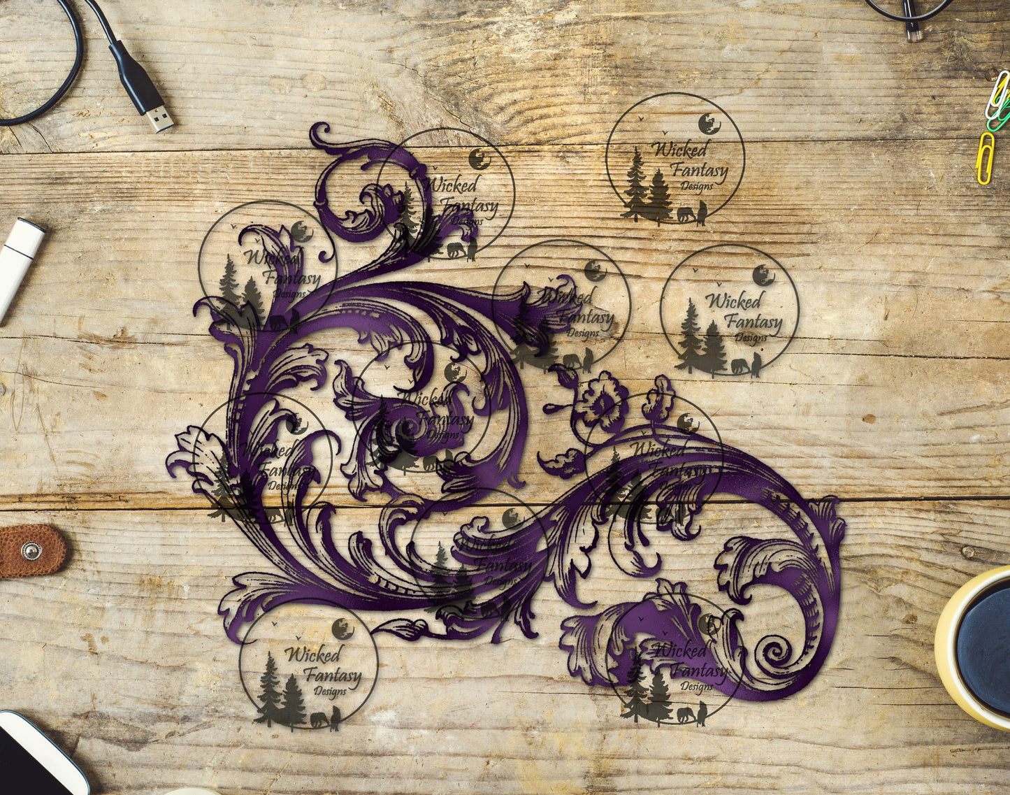 UVDTF Purple Swirling Filagree – Wicked Fantasy Designs