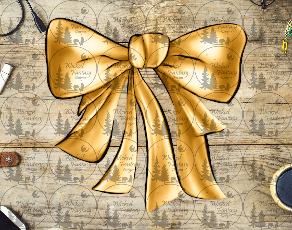 UVDTF Golden Yellow Bow – Wicked Fantasy Designs