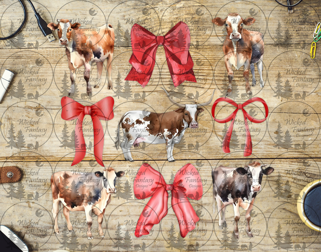 UVDTF Cows and Red Bows 6x7" Element – Wicked Fantasy Designs