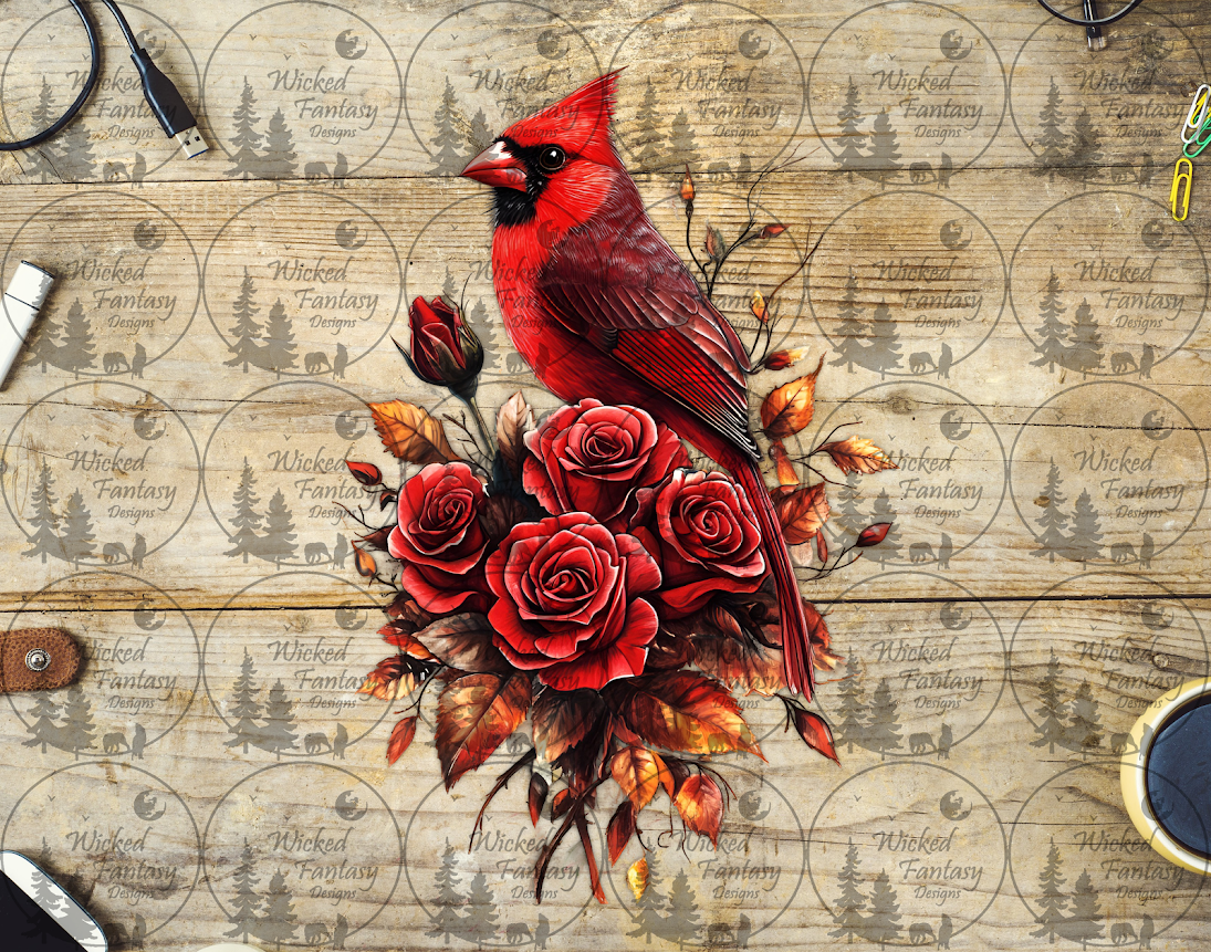 UVDTF Cardinal and Roses – Wicked Fantasy Designs