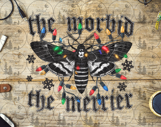 UVDTF The Morbid the Merrier Goth Christmas Moth – Wicked Fantasy Designs
